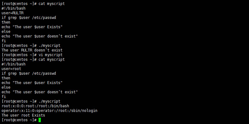 Bash script tutorial if else stetament RULTR